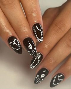 45 Easy Skeleton Nail Designs To Try This Halloween In 2025