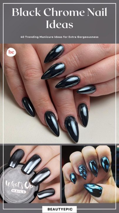 40 Latest Black Chrome Nail Designs To Help You Shine Bright In 2025